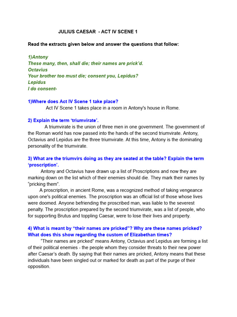 Power Struggles in Julius Caesar Act IV | PDF | Mark Antony | Augustus