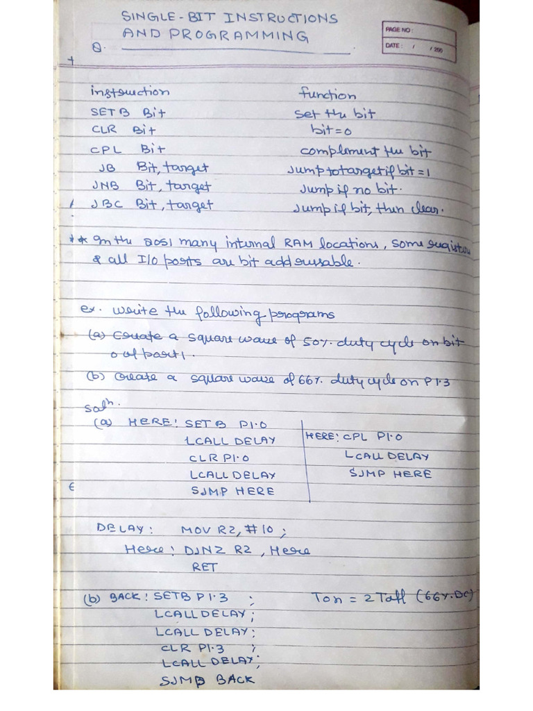 Microcontroller Single Bit Instructions | PDF
