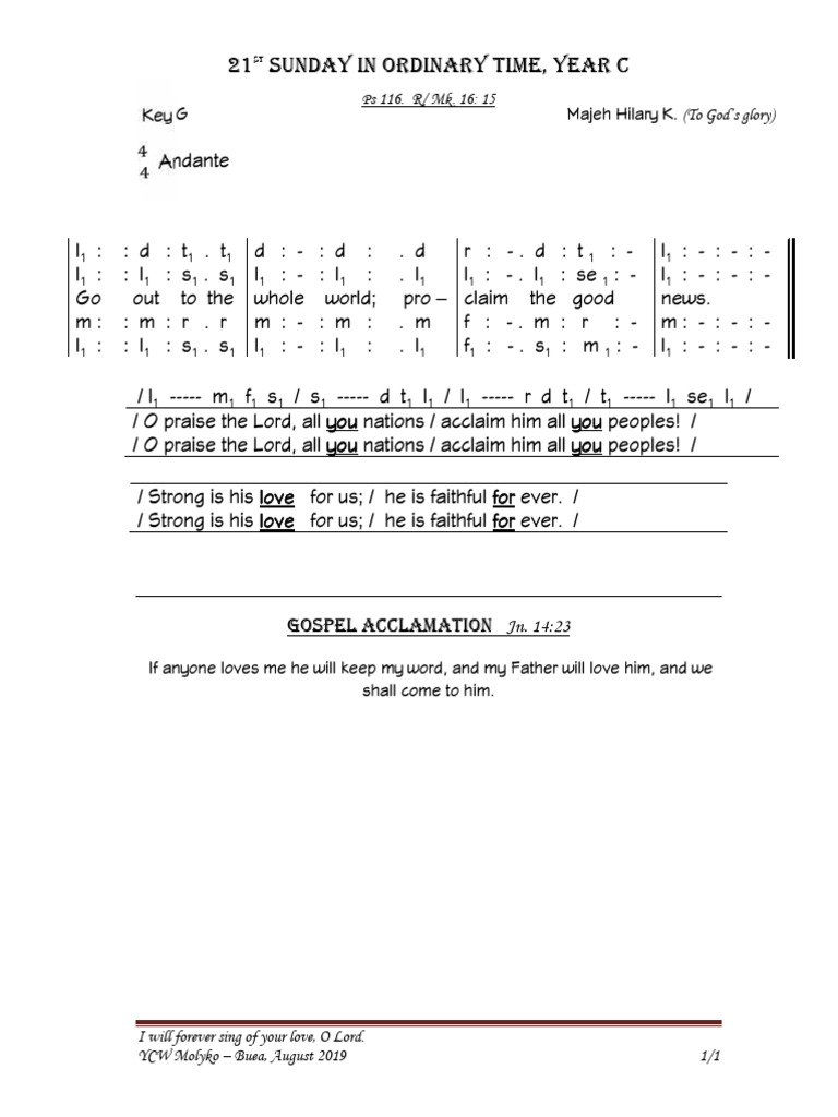 21st Sunday in Ordinary Time Year C | PDF