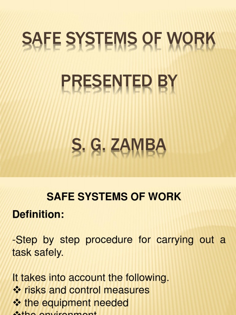 Safe Systems of Work 2 | PDF | Occupational Safety And Health | Prevention
