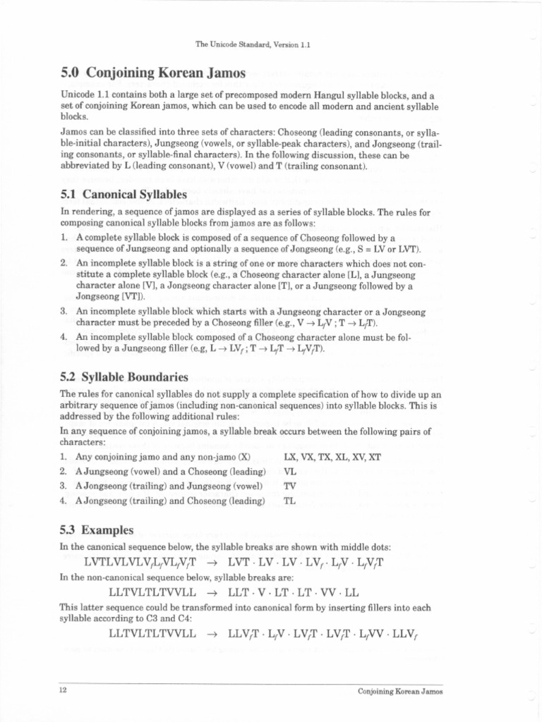 Conjoining Korean Jamos - Unicode | PDF