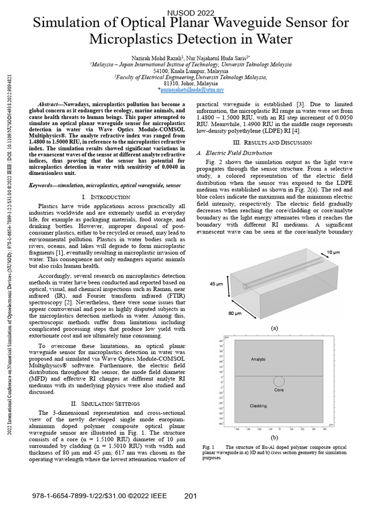 Simulation of Optical Planar Waveguide Sensor For Microplastics Detection in Water | PDF ...