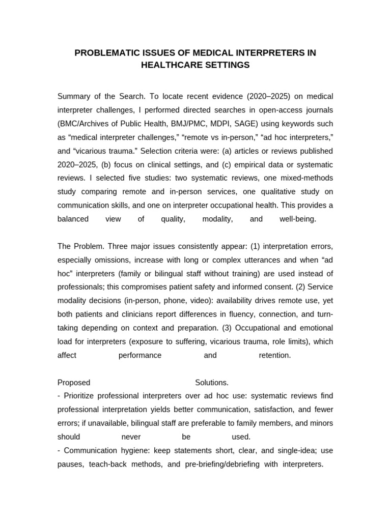 Medical Interpreter Challenges in Healthcare | PDF | Language ...