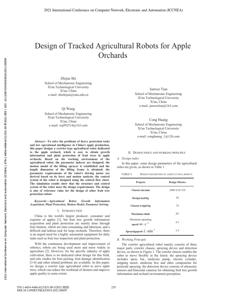 Crawler Agricultural Robot for Apple Orchards | PDF | Robot | Robotics