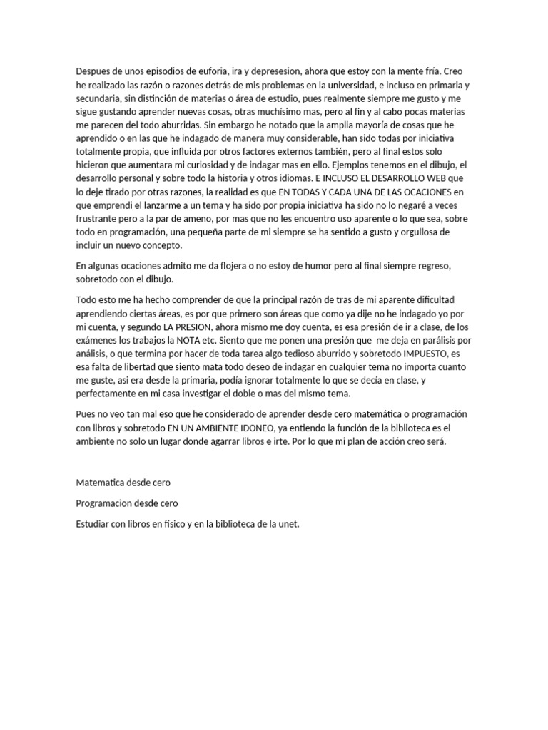 Creo Ahora Entiendo Las Razones de Mis Problemas de Aprendisaje en El ...