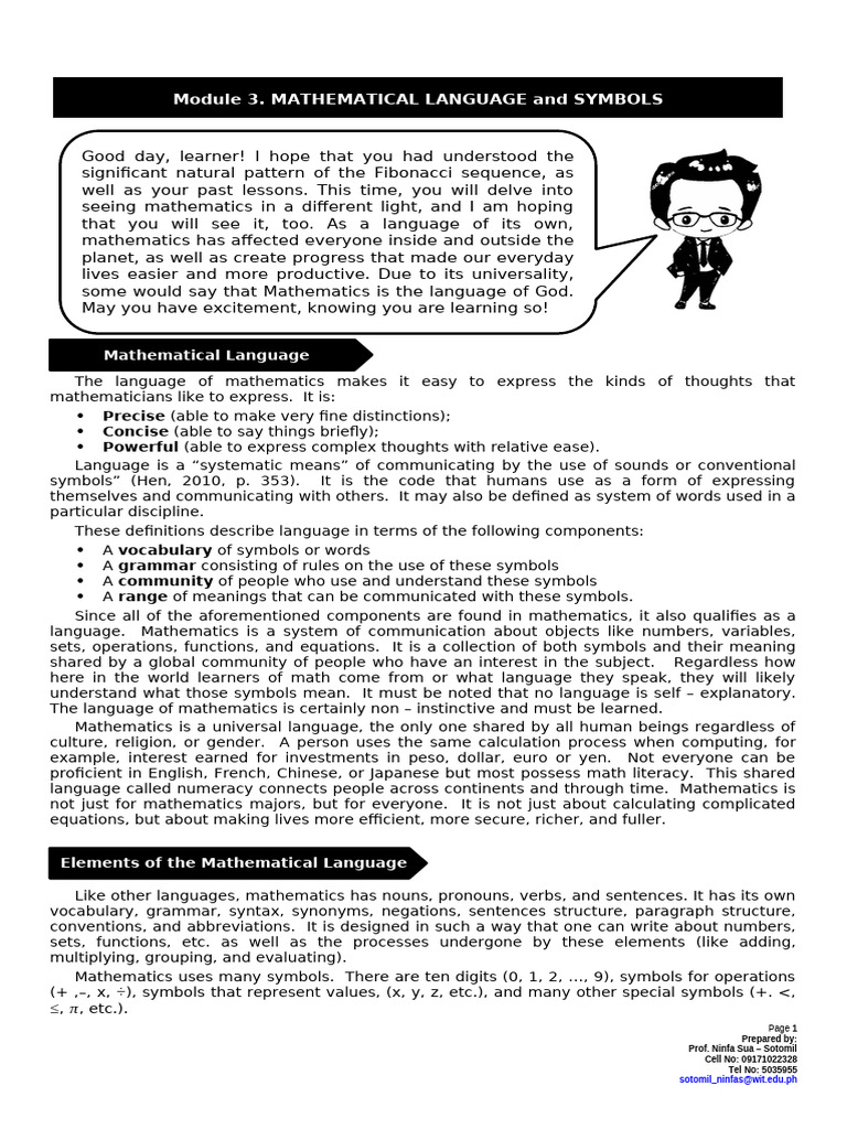 Understanding Mathematical Language and Symbols | PDF | Mathematics ...