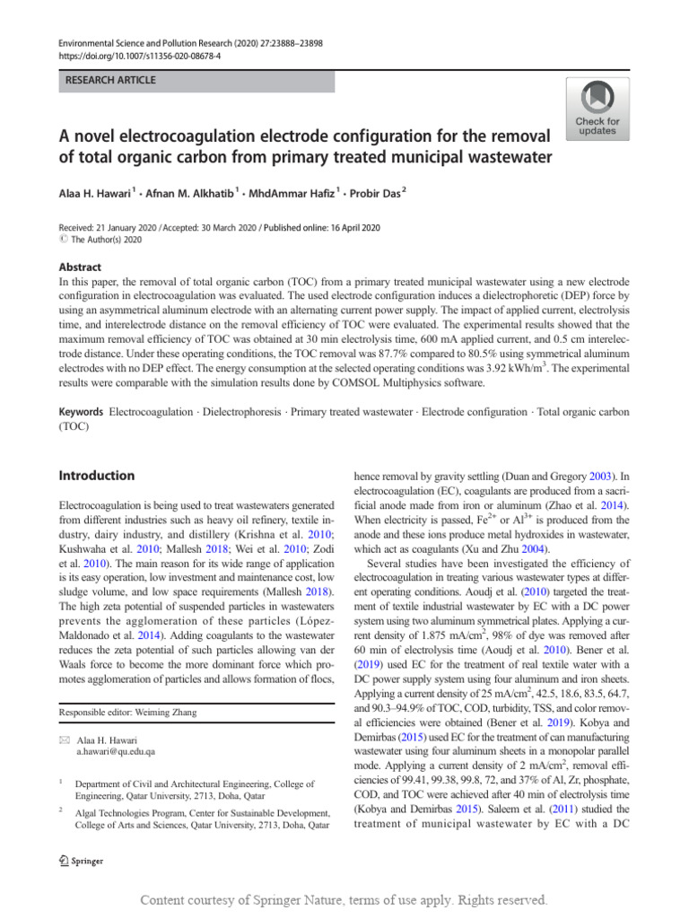 A Novel Electrocoagulation Electrode Configuration | PDF | Electricity ...