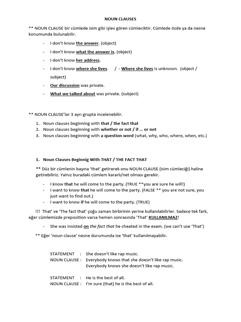 Noun Clause | PDF | Clause | Linguistic Typology
