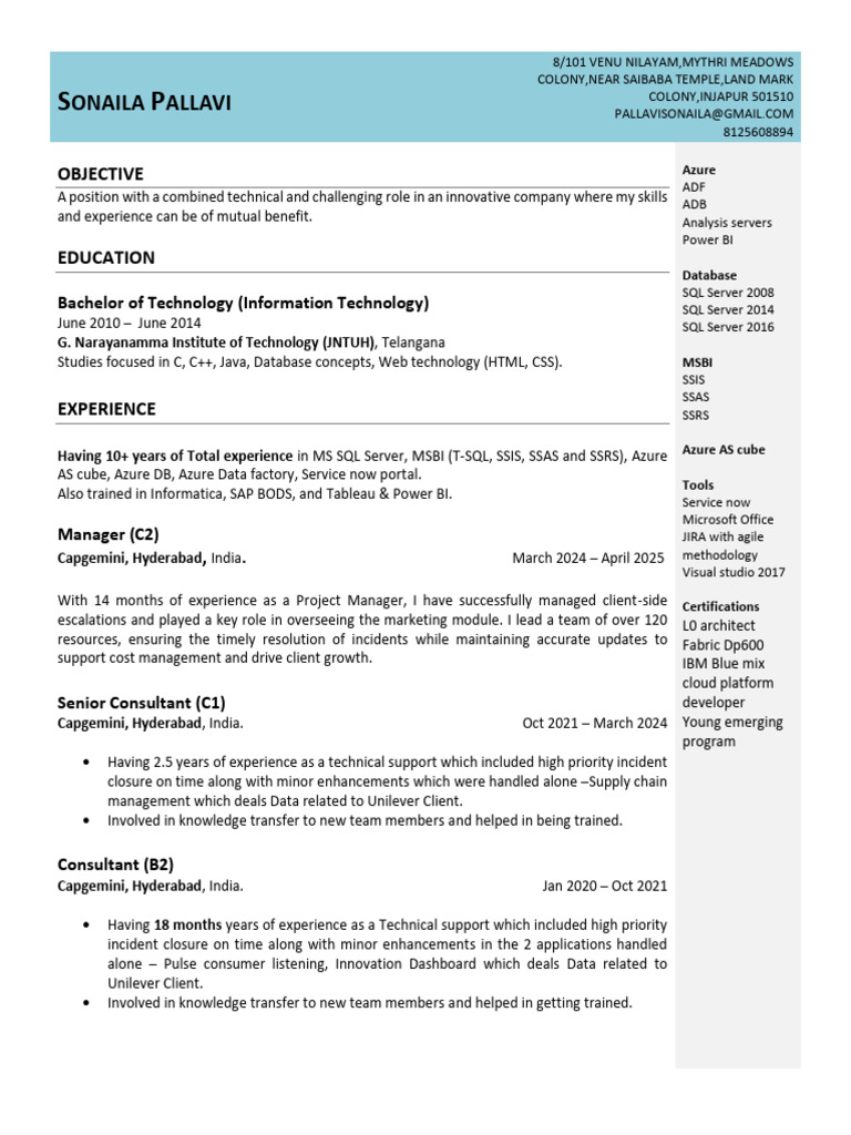 Resume Pallavi 1745391821451 Pallavi Sonaila | PDF | Microsoft Sql ...