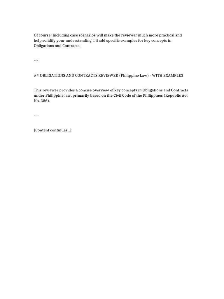 Obligations and Contracts Reviewer FULL | PDF