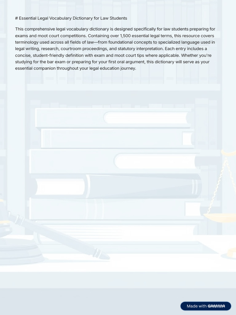 Essential Legal Vocabulary Dictionary For Law Students | PDF ...