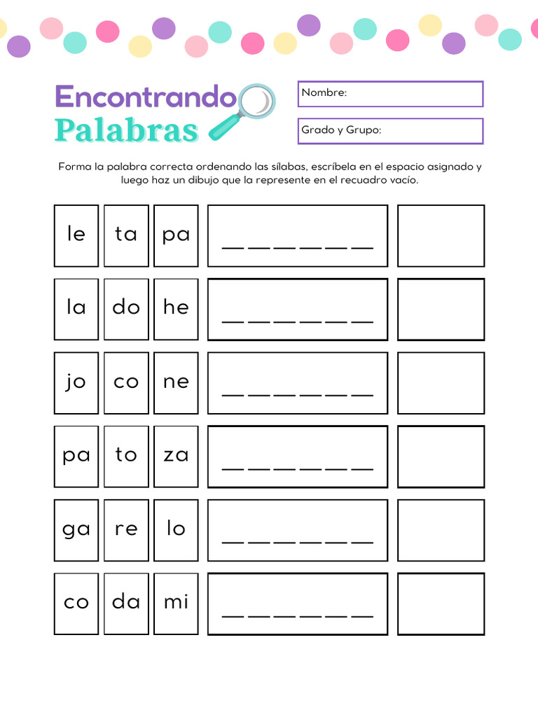 Ordenar y Escribir Sílabas | PDF