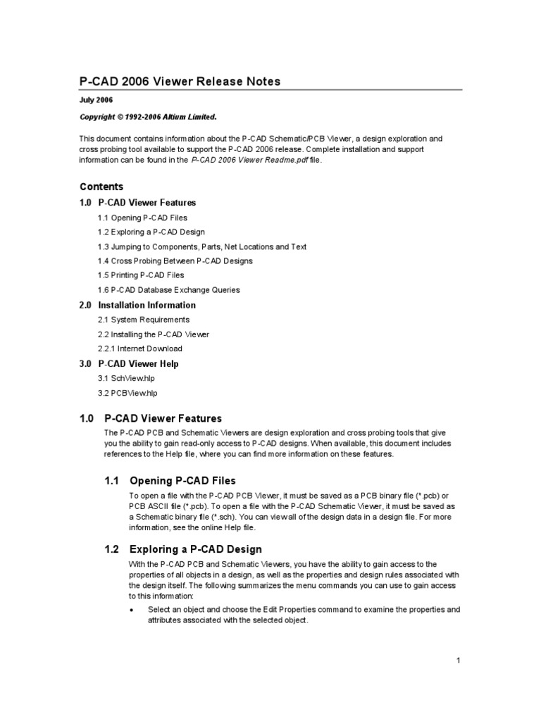 P-CAD 2006 Viewer Release Notes | PDF | Computer File | Microsoft Windows
