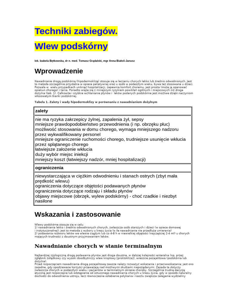 Wlew Podskorny Pielegn Free | PDF