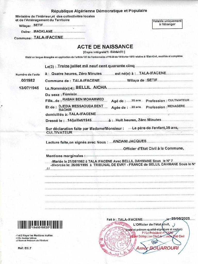Acte de Naissa | PDF