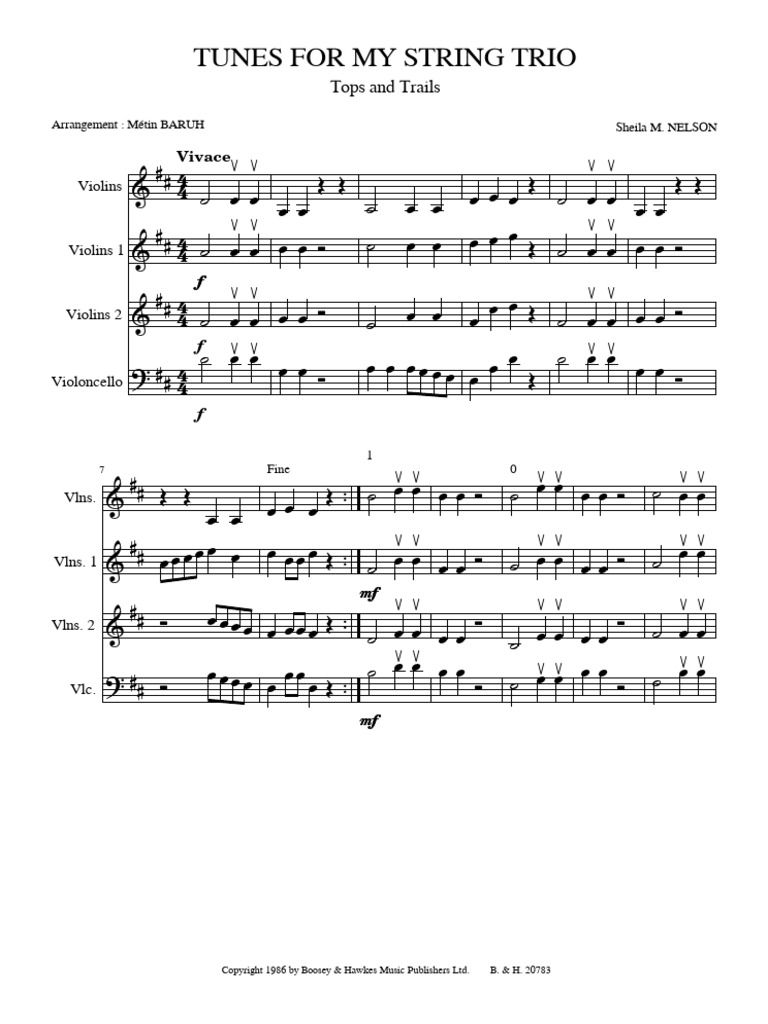 String Trio Arrangement by Baruh | PDF | Necked Lutes | Continuous ...