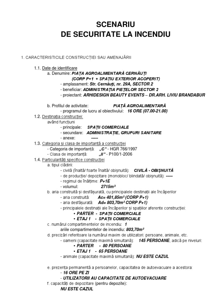 Scenariul De Securitate La Incendiu