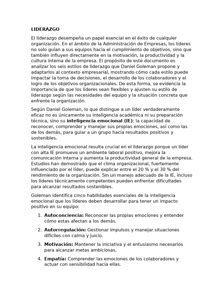 DANIEL GOLEMAN | PDF | Liderazgo | Inteligencia emocional