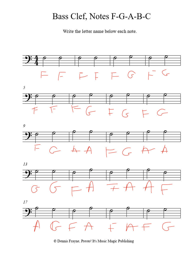 Complete Bass Clef Note Naming Beg F-G-A-B-C | PDF