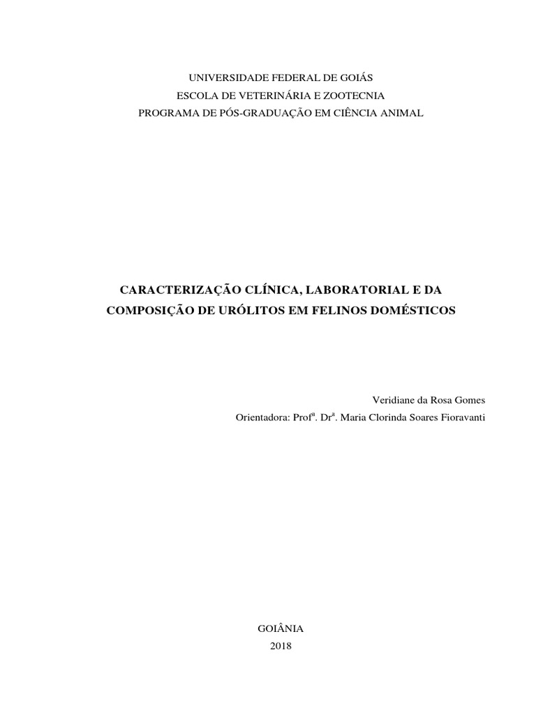 Urólitos em Felinos: Análise e Diagnóstico | PDF