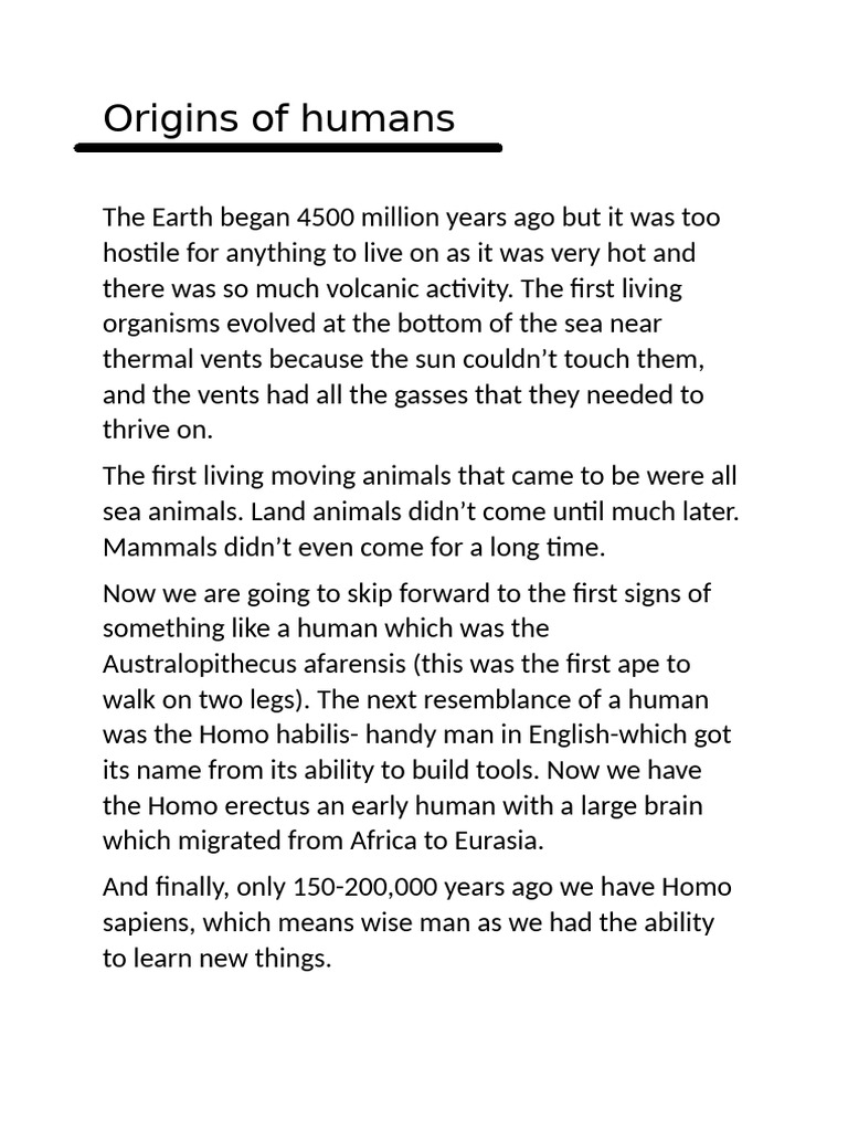 Evolution of Early Humans Explained | PDF