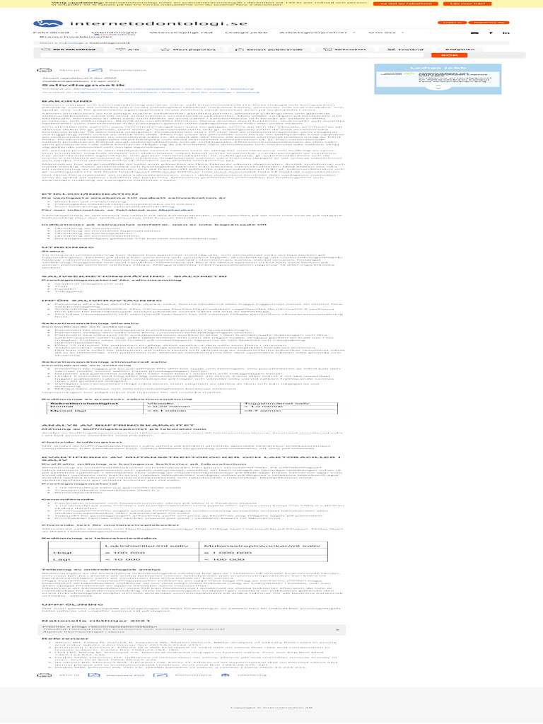 Internetodontologi Se Cariologi Salivdiagnostik | PDF