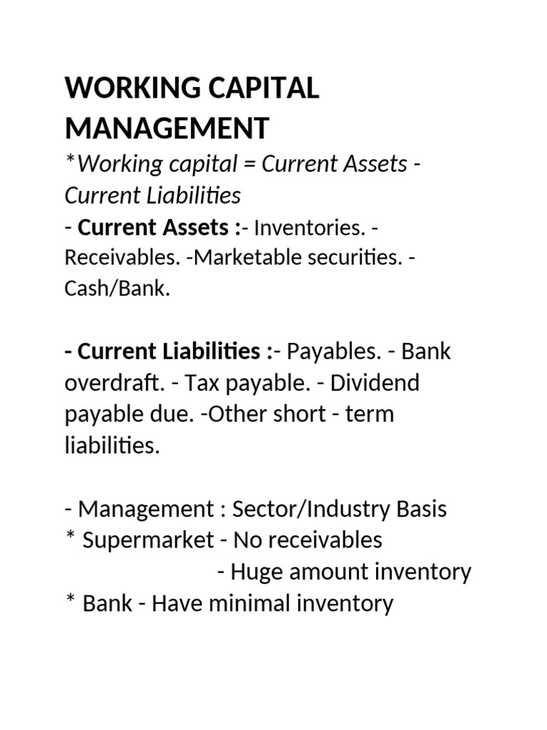 Working Capital Management Essentials | PDF | Working Capital | Inventory