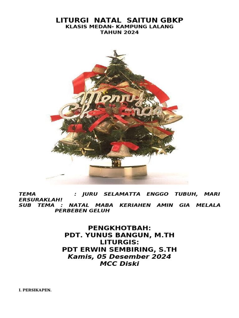 Liturgi Natal Saitun GBKP 2024 | PDF