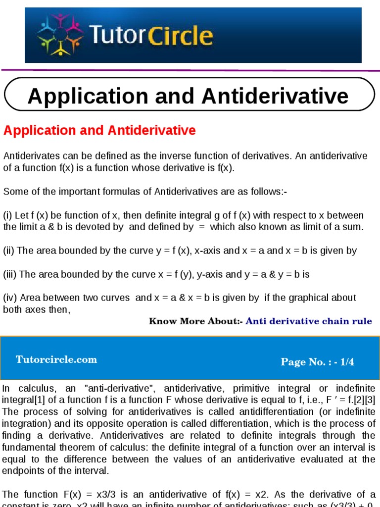 Application and Anti Derivative | PDF | Integral | Derivative