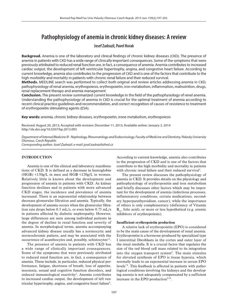 Anemia Pathophysiology in CKD Review | PDF | Anemia | Chronic Kidney ...