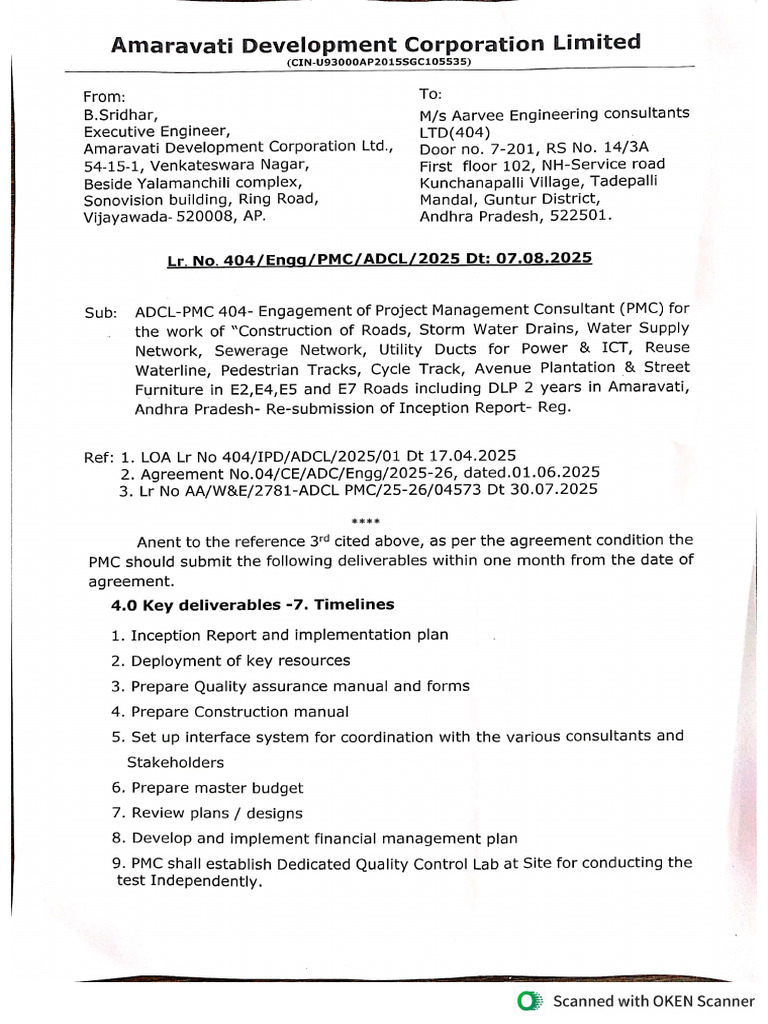 404 Client Letter On Key Deliverables | PDF
