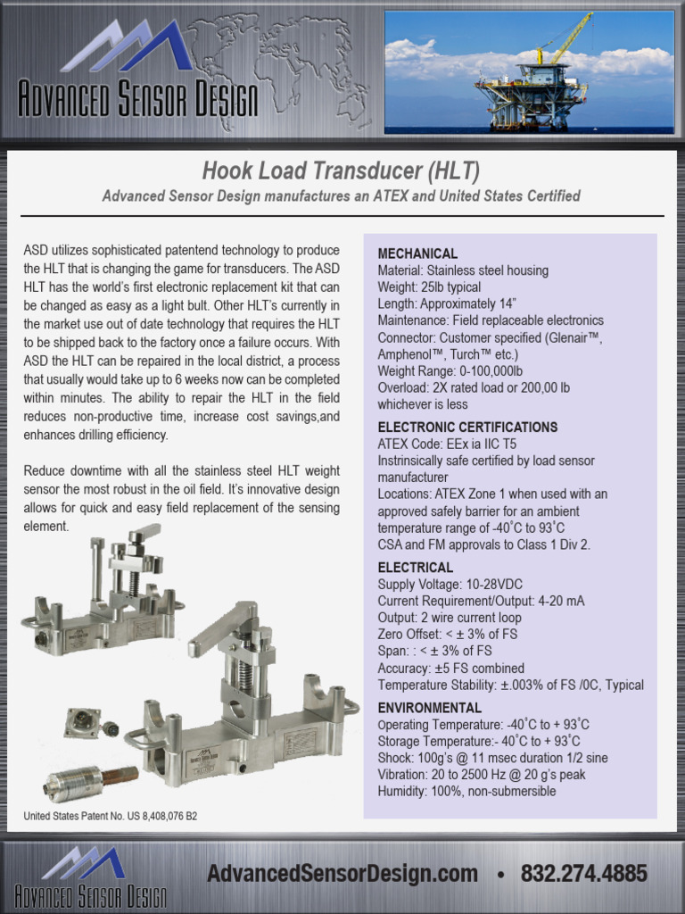 Hook Load Transducer Overview | PDF | Manufactured Goods | Electrical ...