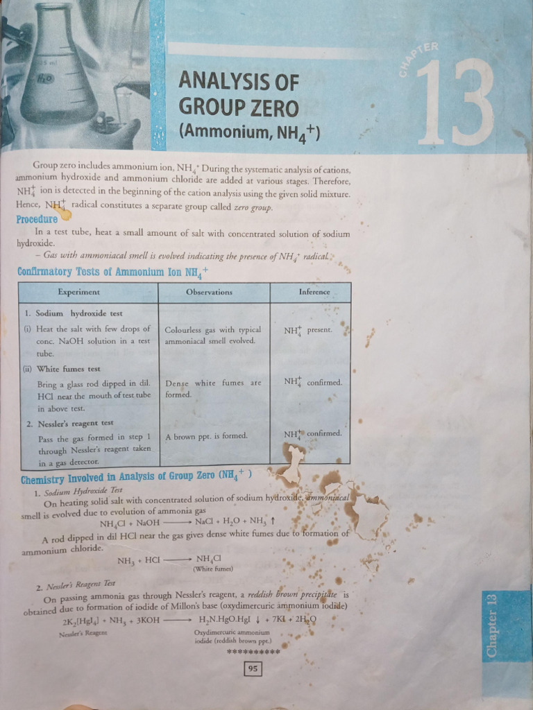 Ammonium Ion Analysis in Cation Tests | PDF | Ammonium | Chemical ...