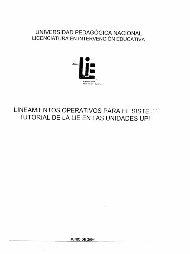 Lineamientos Operativos para El Sistema Tutorial de La Lie en Las ...