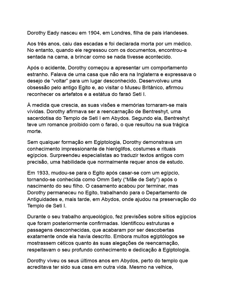 A Vida Enigmática de Dorothy Eady | PDF