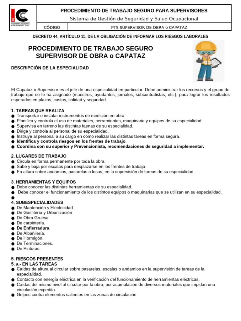 3.-Capataz o Supervisor (v2 06.23) Ok+ | PDF | Seguridad y salud ...