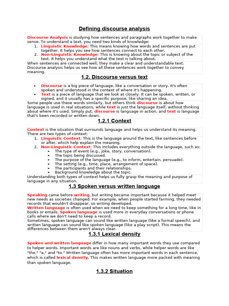 Defining Discourse Analysis1 | PDF | Discourse | Semantics