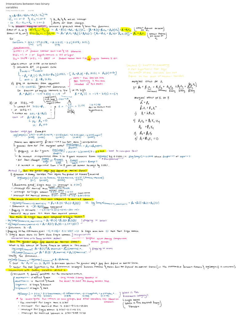Interactions Between Two Binary Variables | PDF