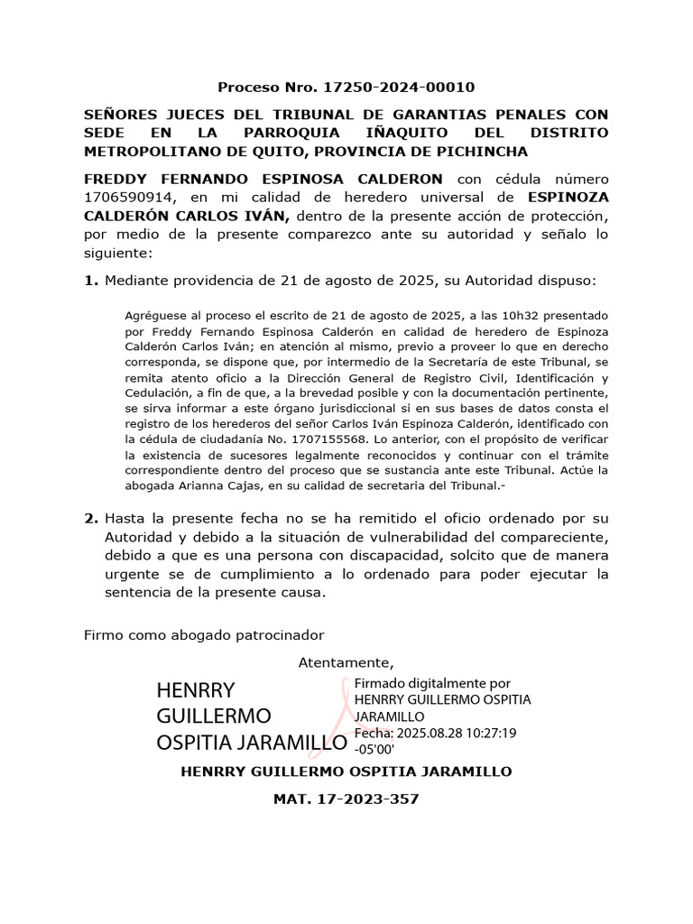 Insistencia Freddy Espinosa | PDF