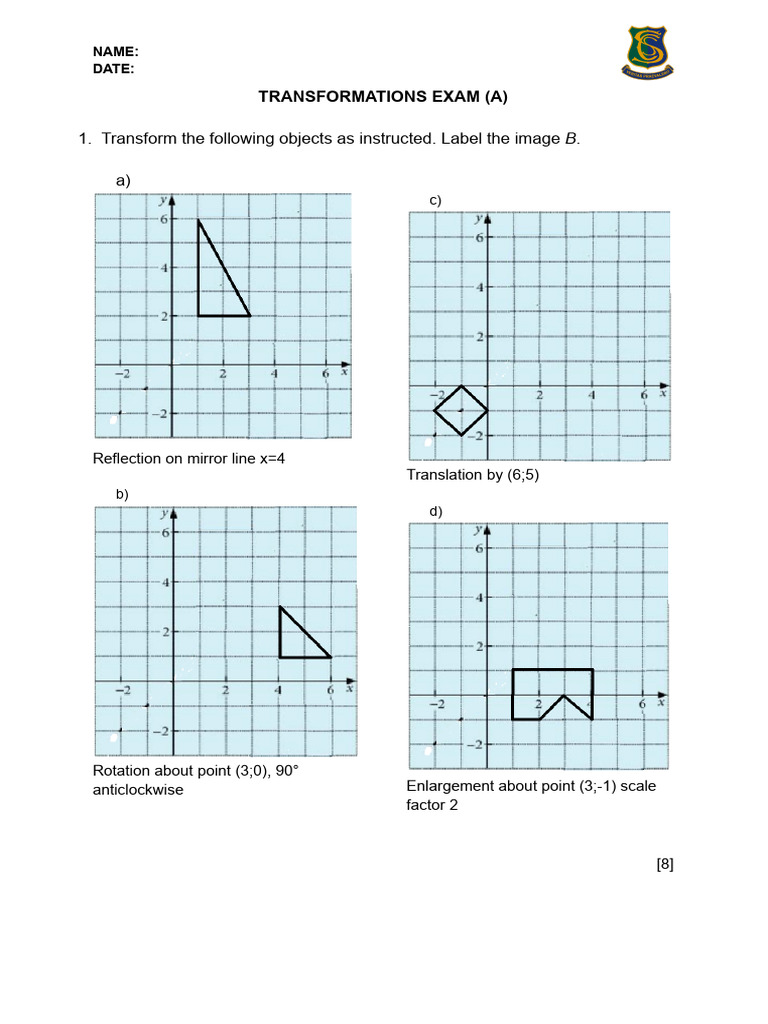 Transformations Exam Instructions | PDF