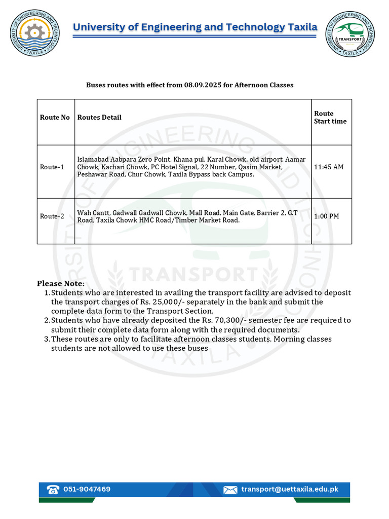 Transport Schedule (Evening) 2025-26 & Reg Form | PDF | Computer Engineering | Computing