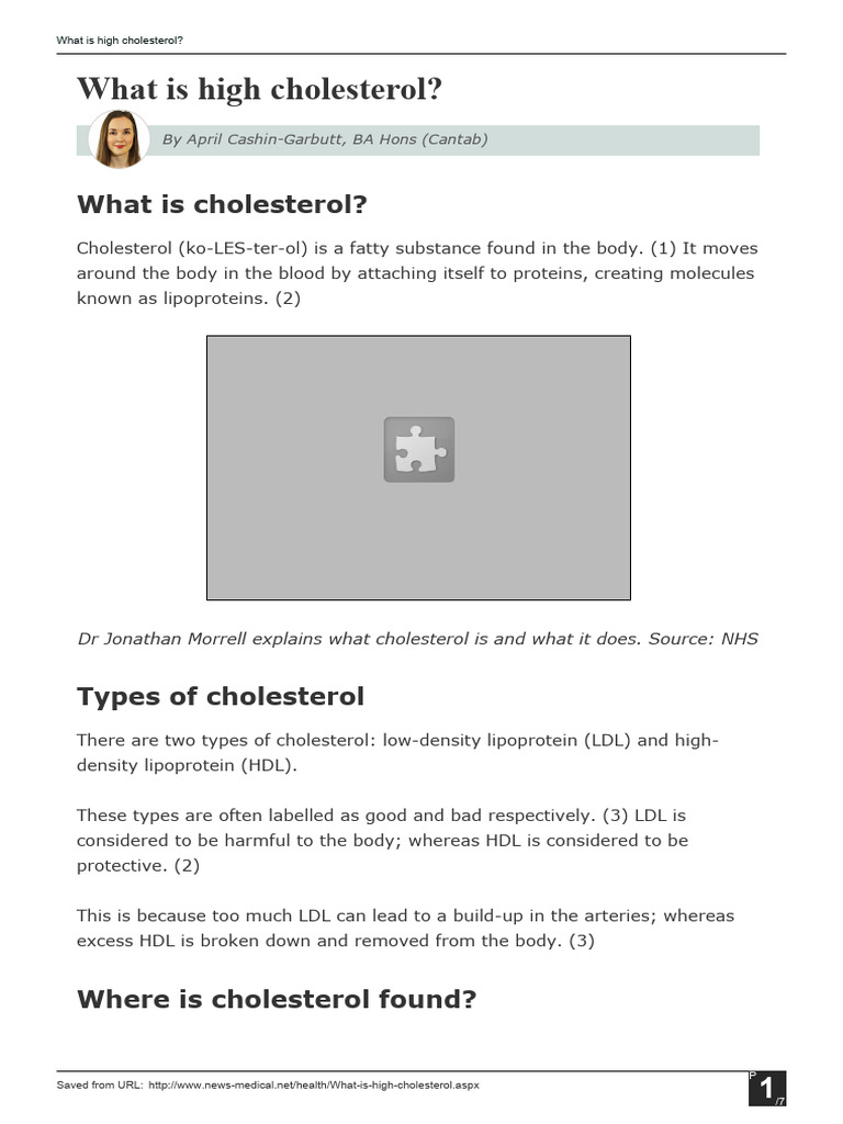 Understanding High Cholesterol Levels | PDF | Cholesterol ...