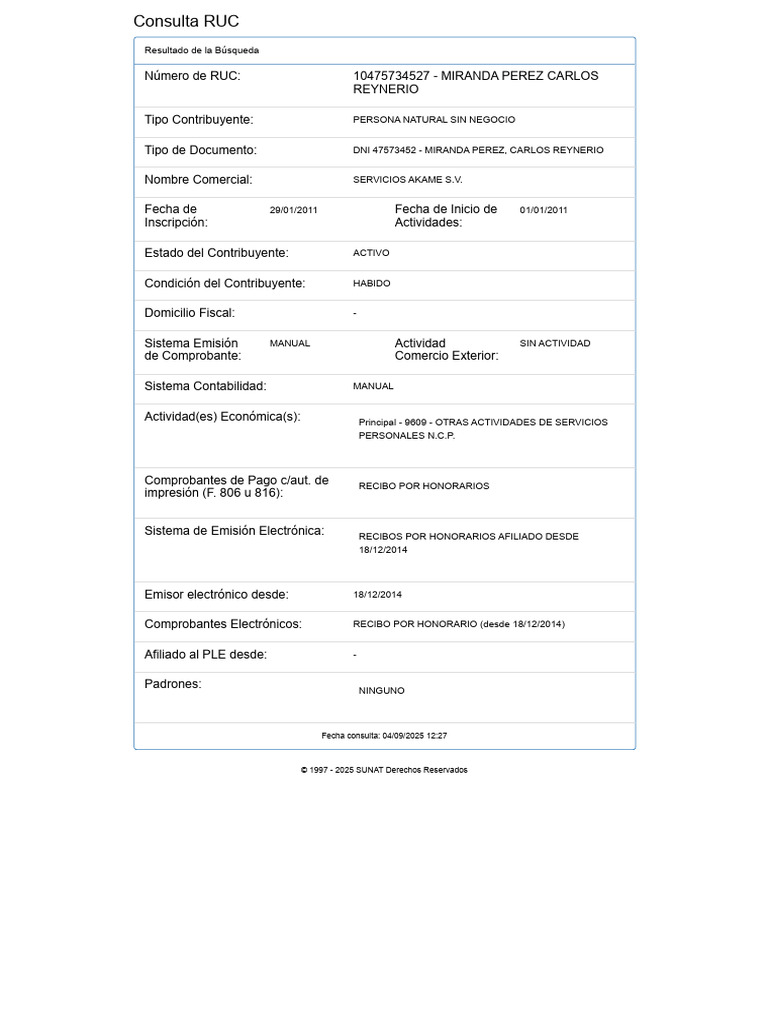 Sunat - Consulta Ruc | PDF