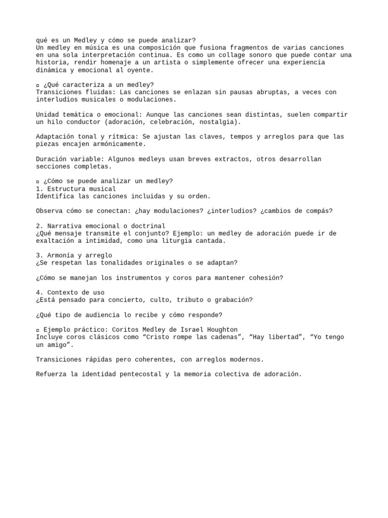 Qué Es Un Medley y Cómo Se Puede Analizar | PDF