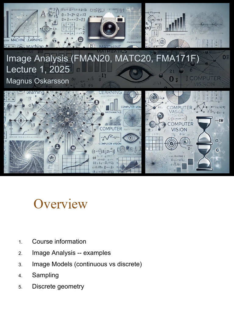 F01 Slides | PDF | Computer Vision | Image Segmentation