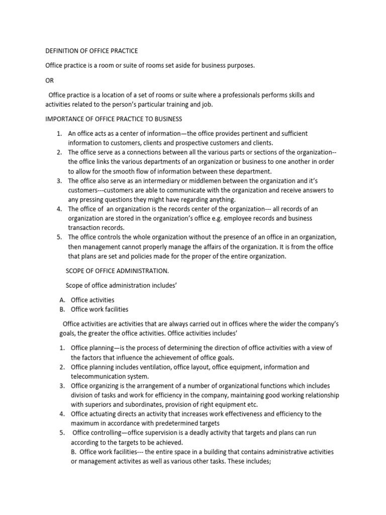 Understanding Office Practice Essentials | PDF | Business Economics ...
