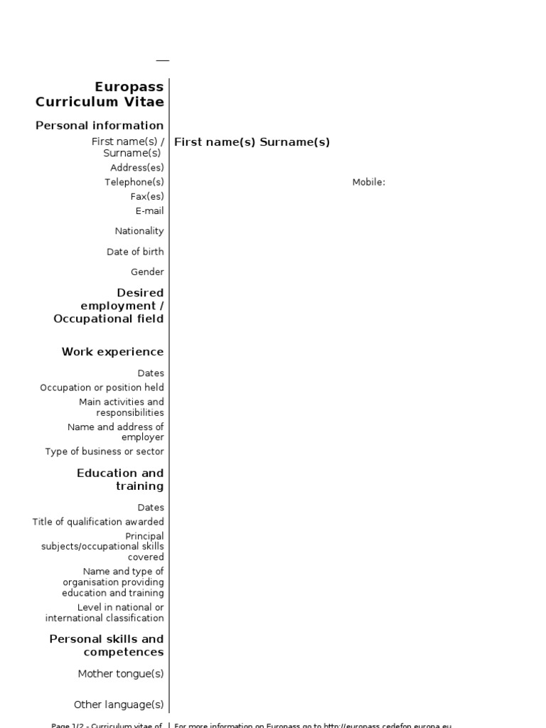 CVTemplate | PDF | Foreign Language Studies