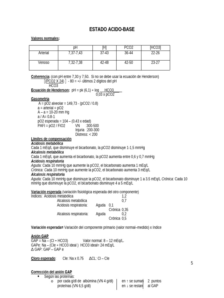 3.estado Acido Base | PDF | Fisiología | Medicina de Cuidados Intensivos