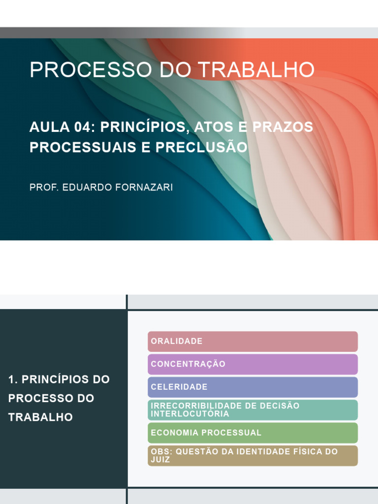 Aula 04 - Princípios, atos, prazos processuais e preclusão.key | PDF ...
