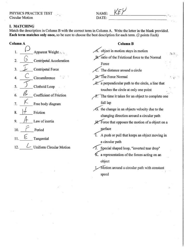 06 Circular Motion Practice Test Solutions | PDF
